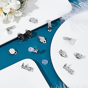 UNICRAFTALE 60pcs Clip-on Earring Findings DIY Earring Clip 10mm Stainless Steel Clip-on Earring Converter Flat Round Tray Non-Pierced Earrings with Silicone Earring Pads for DIY Earring Making