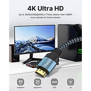 HDMI Cable, 4K HDMI to HDMI Cable 10 FT HDMI Cord 18Gbps High Speed HDMI 2.0 Cable，4K, 3D, 2160P, 1080P, 28AWG Braided HDMI Cord for Laptop, Monitor, PS5, PS4, Xbox One, Fire TV, & More