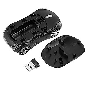 1600DPI Portable Mouse, 10M 2.4G Bluetooth Optical with Receiver Storage, 3 Buttons Car Shaped for/ME/Windows PC/Tablet Gaming Office(Black)