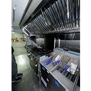 10' Integrated Exhaust Hood & Fan System with Kiddie Fire Suppression | Patent Pending Low Box Vent Hood with Double Exhaust Fan Louvers for Food Concession Trailer | Food Truck Equipment Made in USA