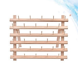 SUPVOX 30 Spool Cone Wall Mount Foldable Wood Thread Stand Rack Embroidery Machine Holds Organizer Sewing Storage Holder