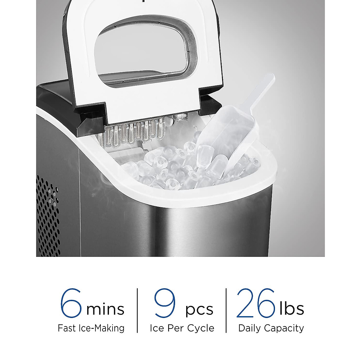 SOUKOO Ice Makers Countertop 26lbs/24h Portable Ice Maker (Stainless Steel)………