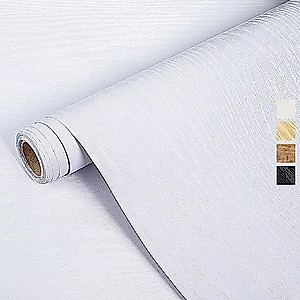 Yinhua 15.7"×118" White Wood Contact Paper Peel and Stick Wallpaper, Wood Grain Contact Paper for Cabinets Countertops Shelves Walls, Self Adhesive Wall Paper Sticker Pull and Stick Waterproof