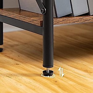 MAHANCRIS Small Side Table, 2-Tier Narrow End Table with Storage, X-Shaped Narrow Nightstand, Bedside Table for Small Spaces, Steel Frame, Living Room, Bedroom, Easy Assembly, Rustic Brown ETHR2801Z