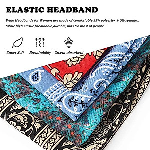 Acenail Boho Headbands Women Wide Head Bands Knotted Turban Headband Nonslip Elastic Hairbands Floral Hairband Workout Hair Scarfs Yoga Sweatbands Bohemian Head Wraps for Women 4Pcs(#5 Gorgeous)