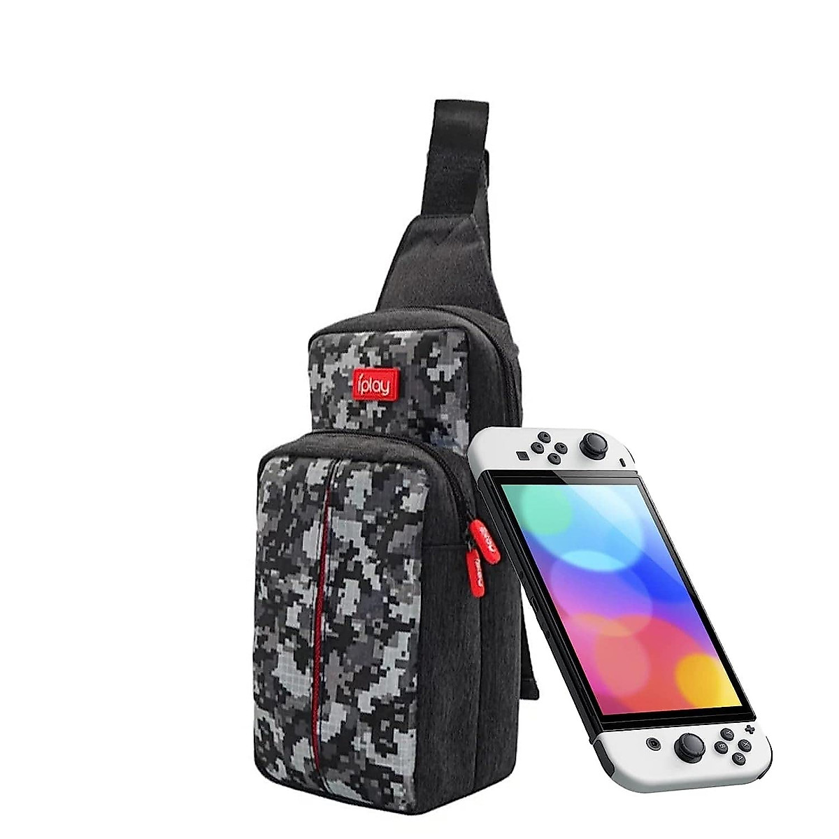 ENFILY Backpack Crossbody Travel Bag Compatible for Nintendo Switch/Switch OLED & Accessories, Nylon Waterproof Portable Shoulder bags, Carrying Case with Glass Screen Protector