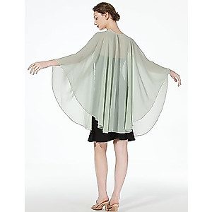 BEAUZSUZSANA Summer Shawls and Wraps for Women Evening Dresses Bridal Wedding Lightweight Party Travel Chiffon Scarf (Sage Green)