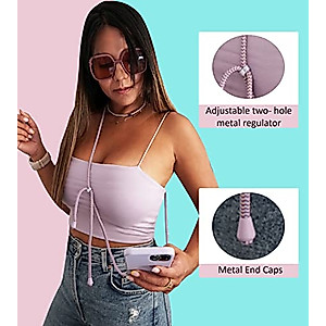 Ecofriendly iPhone 13 Pro Max Crossbody Cord Case Leash Hands-Free Adjustable Strap Landyard Shockproof Resistant Cover (Purple)