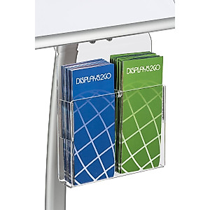 Displays2go CMB17NGW Floor Sign Stand with Literature Pocket, Snap Frame for 11x17-Inch Poster, Silver