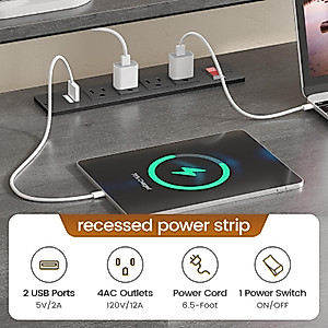 SEDETA L Shaped Office Desk, 66" Home Office Desk with File Drawer & Power Outlet, Gaming Desk with Led Lights, Corner Computer Desk with Monitor Shelf, Printer Storage Shelves, Two Person Desk, Grey