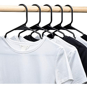 HOUSE DAY Black Plastic Hangers 60 Pack, Plastic Clothes Hangers Space Saving, Sturdy Clothing Notched Hangers, Heavy Duty Coat Hangers for Closet, Laundry Hangers for Adult Coat, Suit, Shirt, Dress