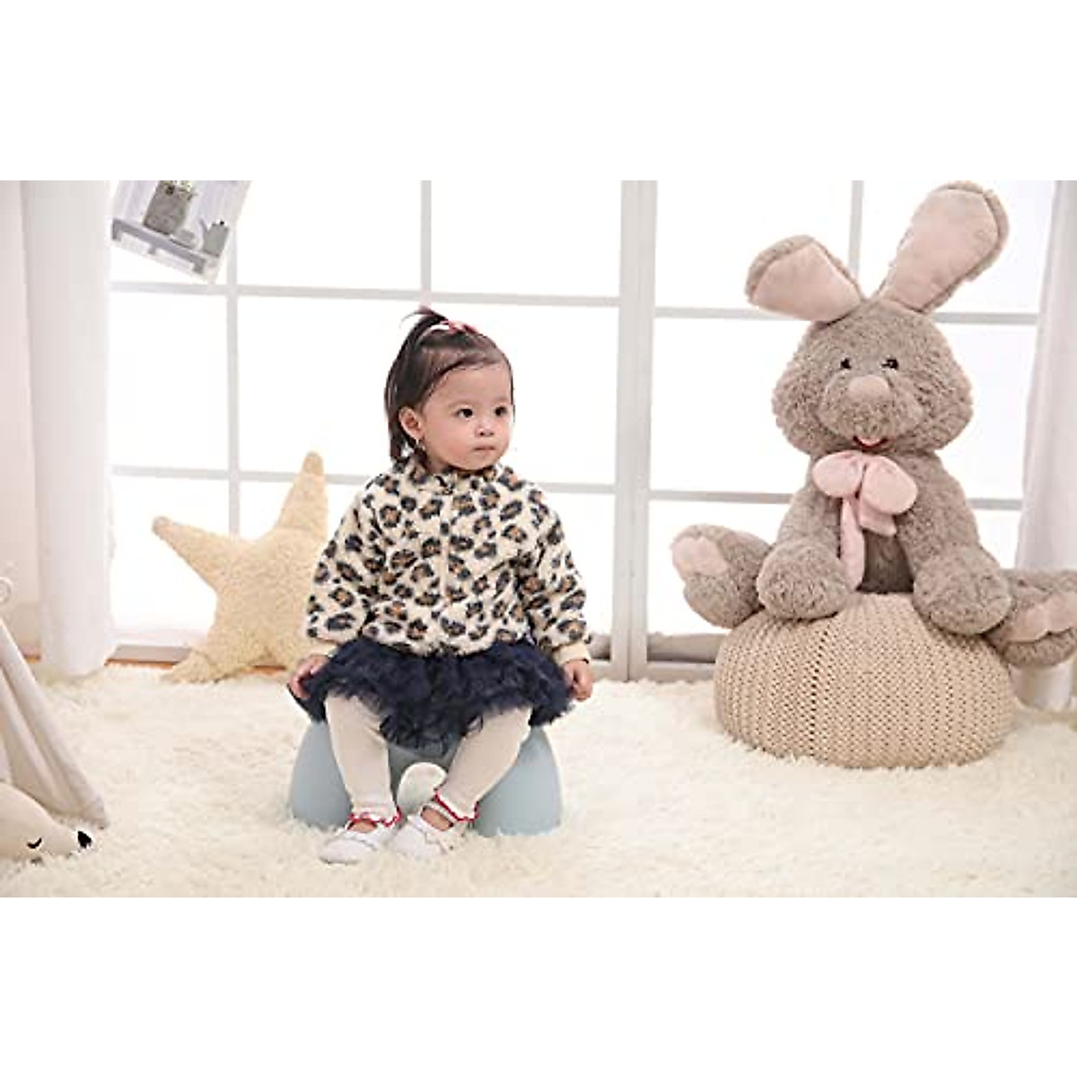 Minicoco Toddler Girl Fleece Warm Outwear Jacket Coat Baby Girl Boy Zipper Up Fall Winter Coat, Leopard Print