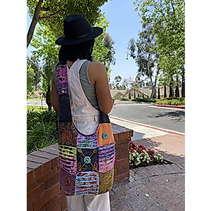 Bohemian Quilted Torn Look Razor Cut Hippie Crossbody Sling Purse Boho Handbag
