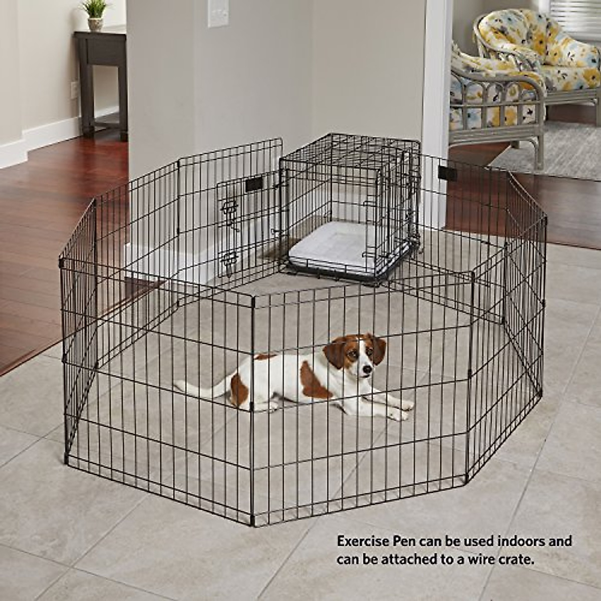 MidWest Homes for Pets Foldable Metal Dog Exercise Pen / Pet Playpen, 24'W x 24'H, 1-Year Manufacturer's Warranty