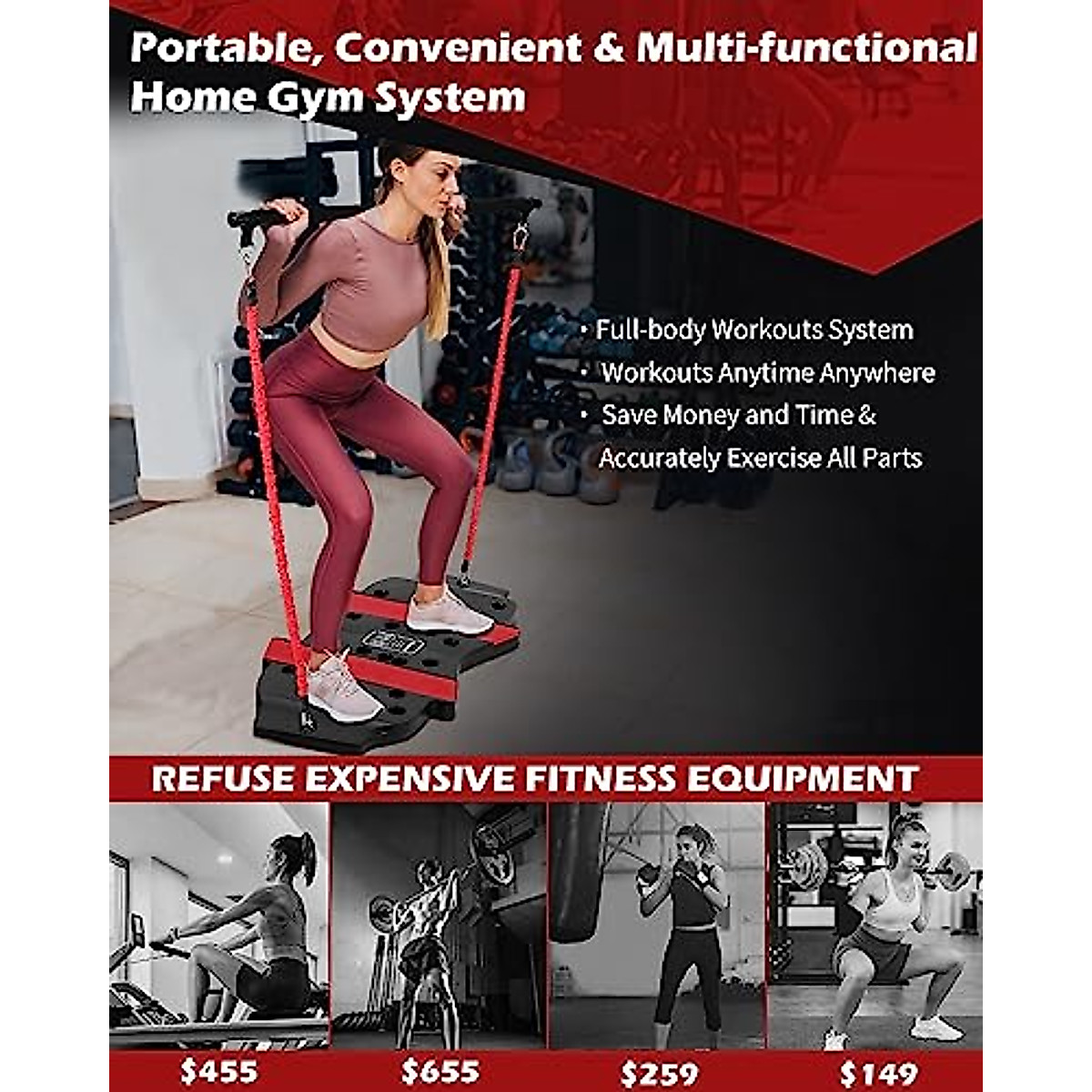 Push Up Board, Portable Home Gym, Push Up Bar Strength Training Equipment, Full Body Workout Set with 20 Accessories, Suitable for Training Muscle and Burning Fat, Workout Equipment for Home Fitness