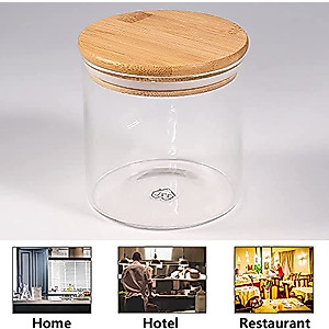 Glass Coffee Bean Container, 20 FL OZ (600 ML), [Thickened Version] Glass Food Storage Jar with Airtight Seal Bamboo Lid - Clear Food Storage Canister for Serving Tea, Coffee, Spice and More (600, Cylinder, 1, H-803)