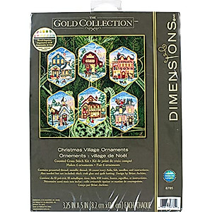 Dimensions Gold Collection Christmas Village Counted Cross Stitch Ornament Kit, 6 pcs