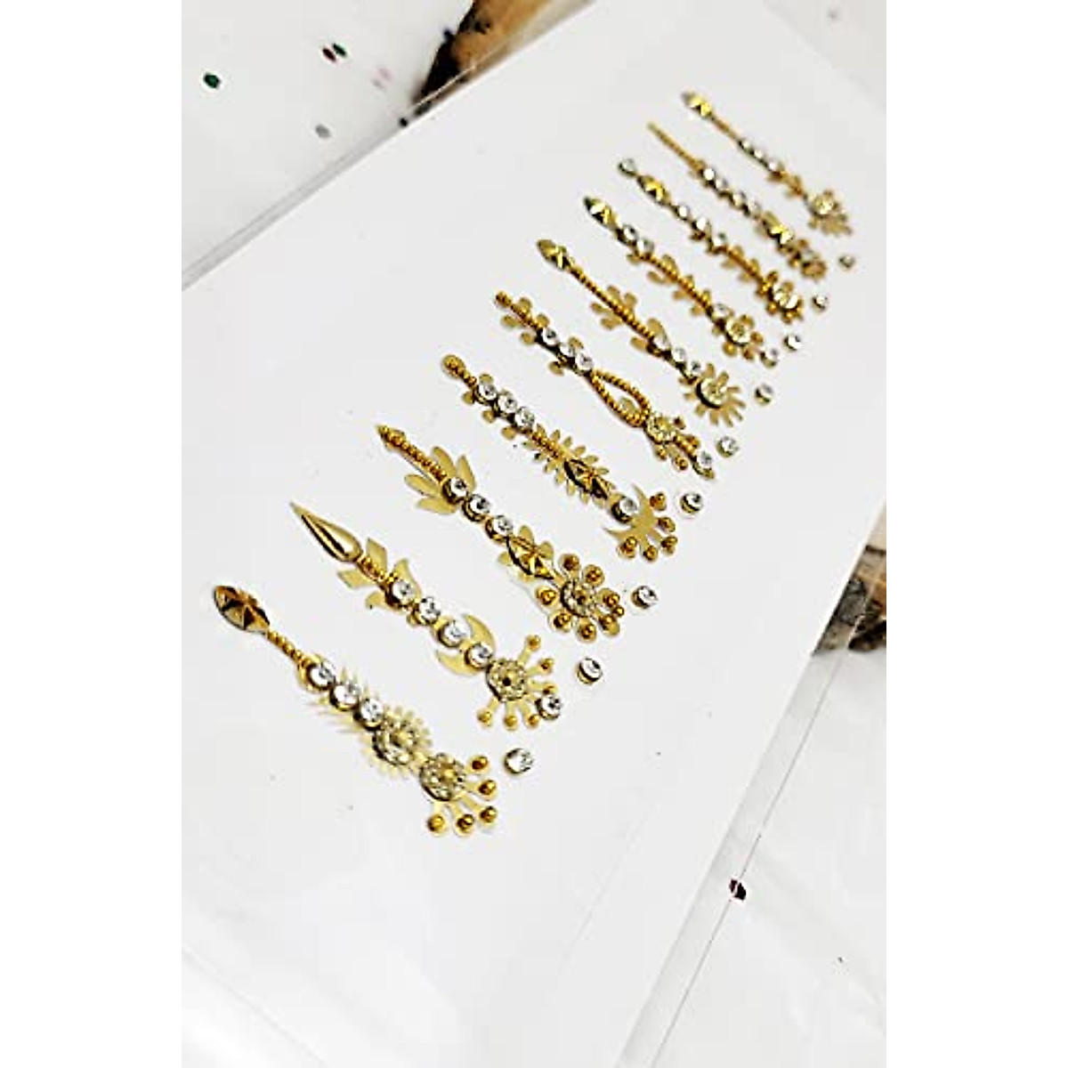Angelic BINDI Set. Gold Face Gems Jewels. 10 Bindis and 9 Studs. Gift for Her.