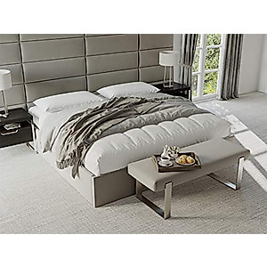 VANT Upholstered Bed Bench - Velvet Antique Blue - Brushed Nickel - Contemporary Modern, Accent Bench for End of Bed, Hallway, or Entryway