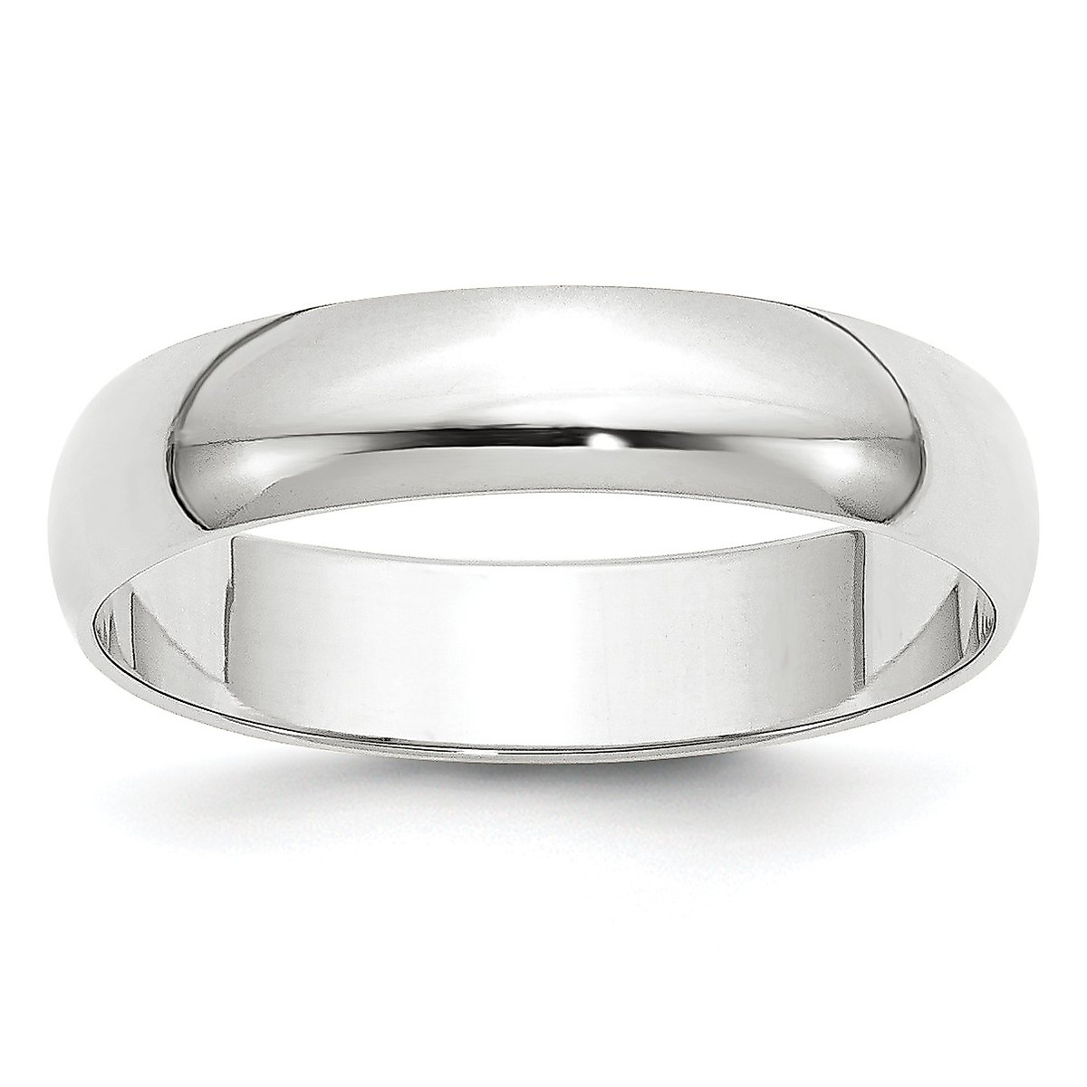 Solid 14k White Gold 5 mm Rounded Wedding Band Ring Size 7