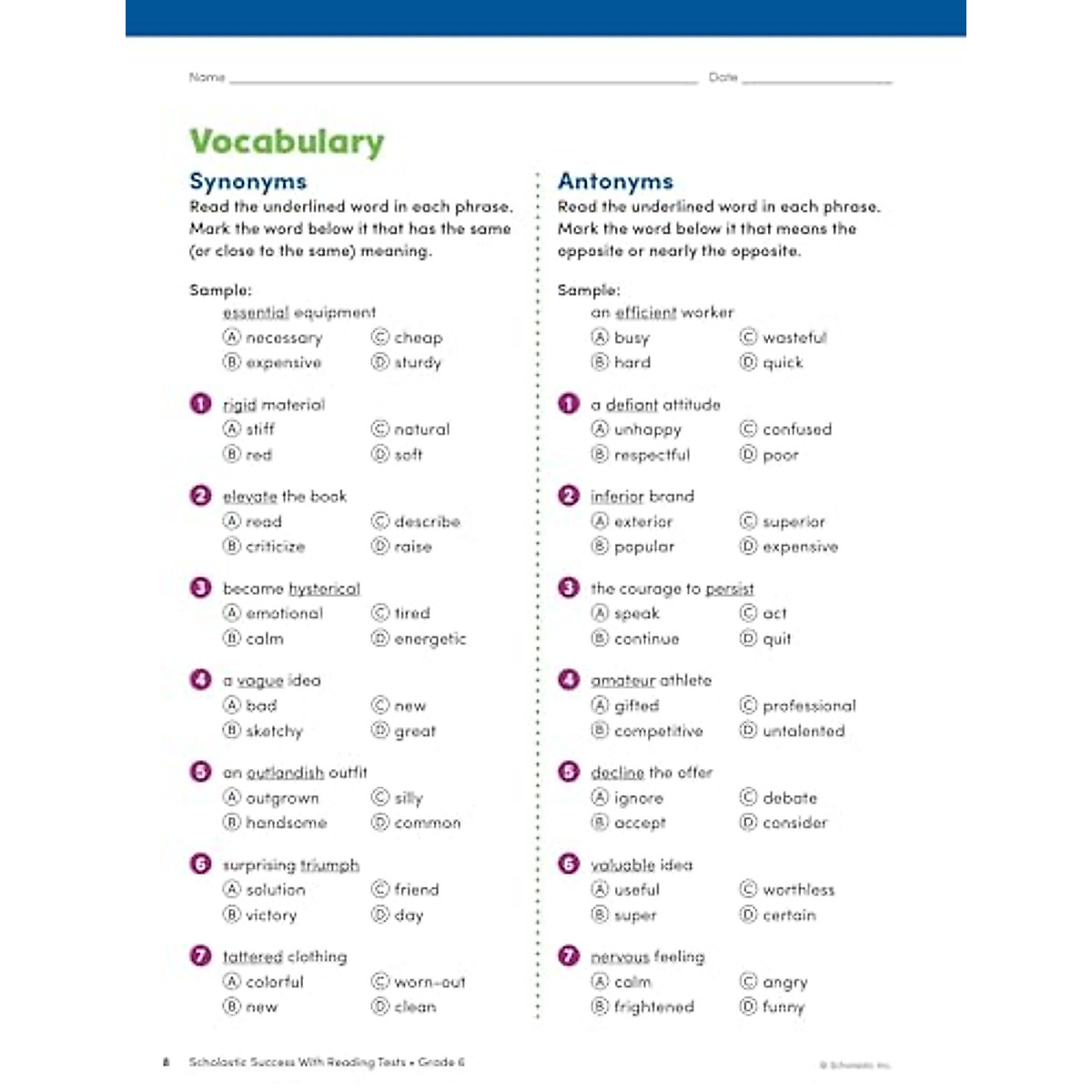 Scholastic Success with Reading Tests Grade 6 Workbook (Scholastic Success; Grade 6)