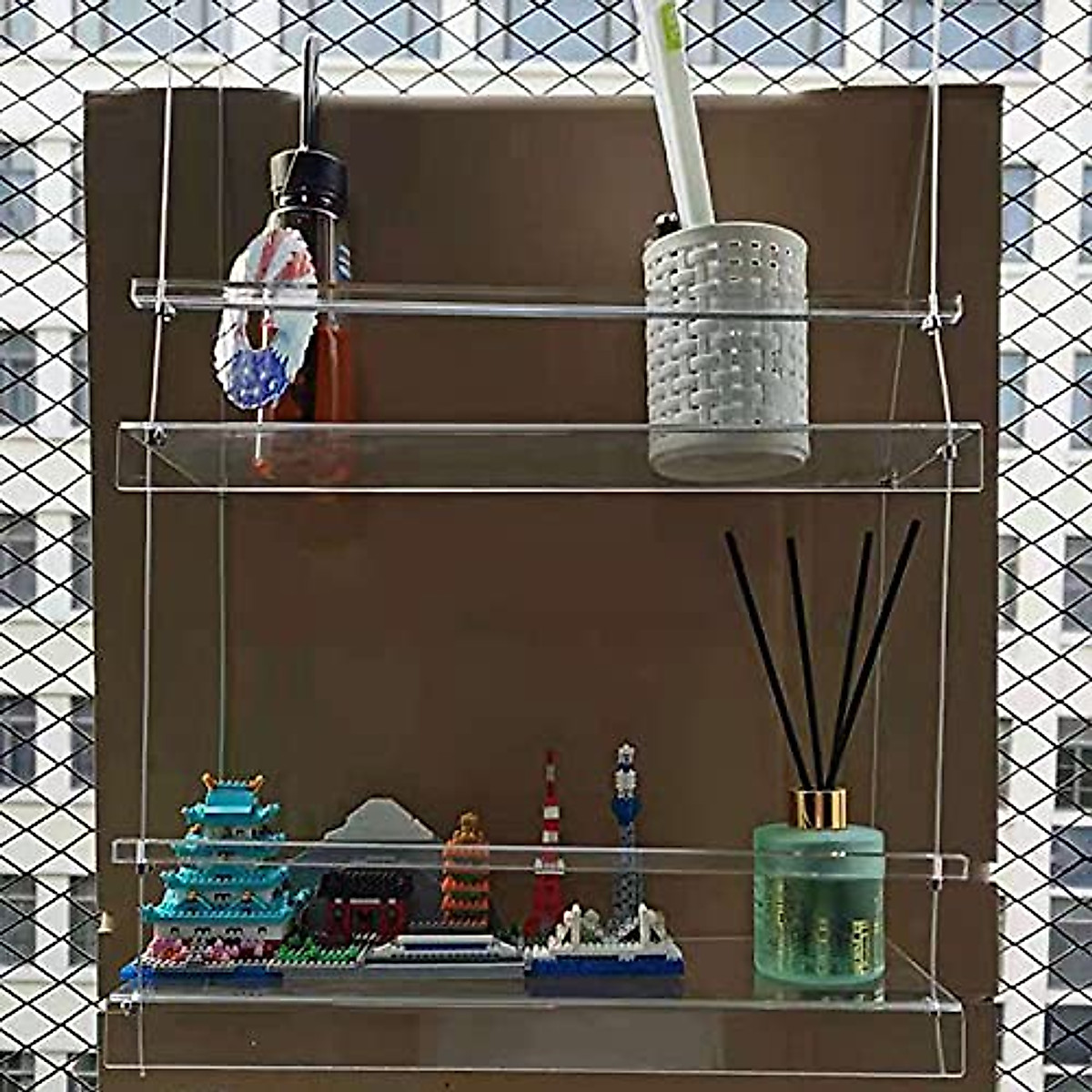 Goosacyon Window Plant Shelf Indoor Transparent Hanging Planter Shelf Displays Storage Rack Acrylic Window Shelves for Living Room Bedroom Bathroom Kitchen (210506SH01-1-10572-1910001901)
