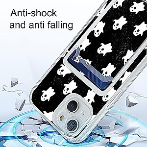 Toncsoza Cute White Ghost Halloween Case for iPhone 13 Mini with Card Holder,Halloween Theme Shock-Absorbing Wallet Case for iPhone 13 Mini, Trendy Design TPU Bumper Case