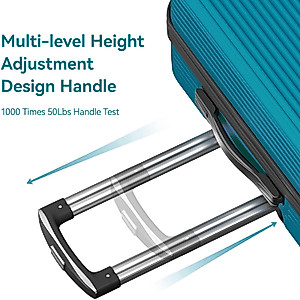 Strenforce Suitcase Set, Lightweight 3 Piece Luggage Set, ABS, Spinner Wheels, TSA Lock, Lake Blue, 20/24/28 inch