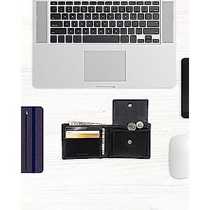 Amazon Essentials Men's Bifold Wallet with Coin Pocket, Black, One Size