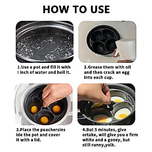 RAUWIZX 4-in-1 Egg Steamer, Silicone Egg Bite Molds for Instant Pot and Egg Steamer, Poached Egg Cups, Food-Grade Safe Materials, PFOA-Free, Ideal for Breakfast, Healthy Snacks or Desserts