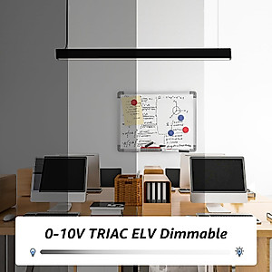 SCON 4FT 40W LED Black Anti-Glare Linkable Pendant Light,2400LM UGR<22 0-10V Dimmable Linear Surface Mount Shop Light,3000K-4000K-5000K Switchable Ceiling Mount Office Light,Hanging Light For Workshop