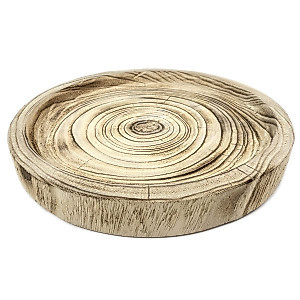 Round Serving Tray Carving Decor Solid Wood Tray Wooden Fruit Snack Plate Candle Holder Tray Natural Handmade Bowl 11.7"