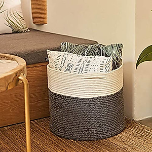 Large Linen Basket (Set of 2)-Woven Basket Laundry Hamper Clothes Storage Bin