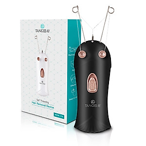 Tangibay Mermaid Threading Hair Removal - Rechargeable Facial Hair Threader Machine, Womens Automatic Thread Hair Remover Tool Kit, Electric Threads Epilator for Face, Upper Lip, Arms (Black)