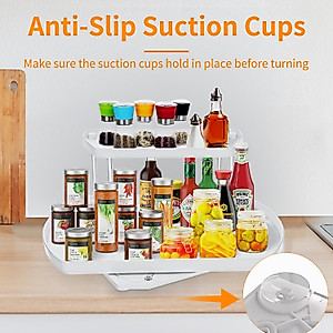 Lazy Susan for Refrigerator, 16.54'' Rectangular 2 Tier Lazy Susan Turntable Fridge Organizers and Storage Cabinet,Pantry, Kitchen, Dining Table,Countertop, Spice Rack