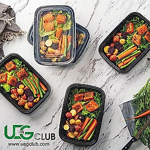 UEG CLUB Reusable 50Pack Meal Prep Food Storage Containers with Lids, Microwave Safe, Ideal for Prepping & Storing Meals, 38oz BPA Free Containers (38, Rectangular, 50, U2023E00786G4)