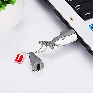 GARRULAX USB Flash Drive, 8GB / 16GB / 32GB USB 2.0 Cute Shape USB Memory Stick Date Storage Pendrive Thumb Drives for Kids Children Collegue Student (32GB, Shark)