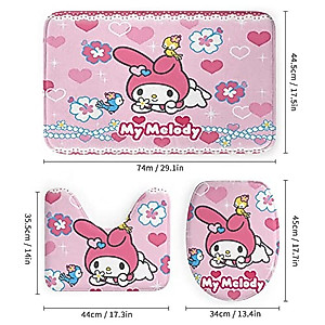 fmsnupz 4PCS Anime Shower Curtain Set, Cute Bathroom Decor with Non-Slip Rugs, Toilet Lid Cover and Bath Mat, Waterproof Fabric Shower Curtains with 12 Hooks, 70.8"x70.8"