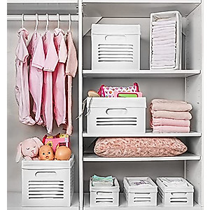 Creative Scents Wooden Crates for Storage - Set Of 3 Sizes Nesting Wood Crates with Removable Fabric Liner, Cutout Handles and Breathable Holes - The Best Sizes Chosen for Home Storage Bins (White)