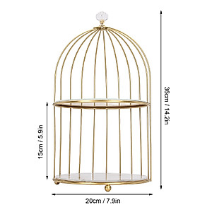 flexman Bathroom Organizer Countertop, Double Layer Bird Cage Organizer Display Rack, Countertop Storage Shelf for Bathroom Countertop Dressing Table (White Base Gold Pattern)