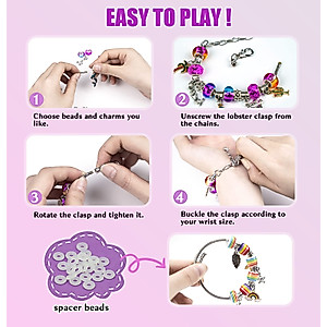 Charm Bracelet Making Kit, Gionlion 150 Pcs Jewelry Making Supplies Including European Beads Charm Pendants Snake Chains, Unicorn Gifts Set for Teen Girls Arts and Crafts for Kids Ages 5 6 7 8 9 10-12