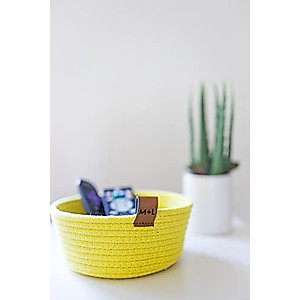 M+L Maple and Lark Woven Cotton Rope Basket, 7 x 3 inch Basket For Toy Storage Household Storage Nursery Bin Playroom Storage Playroom Bin Toy Bin (Primary Set ( Red, Yellow, Green, Blue))