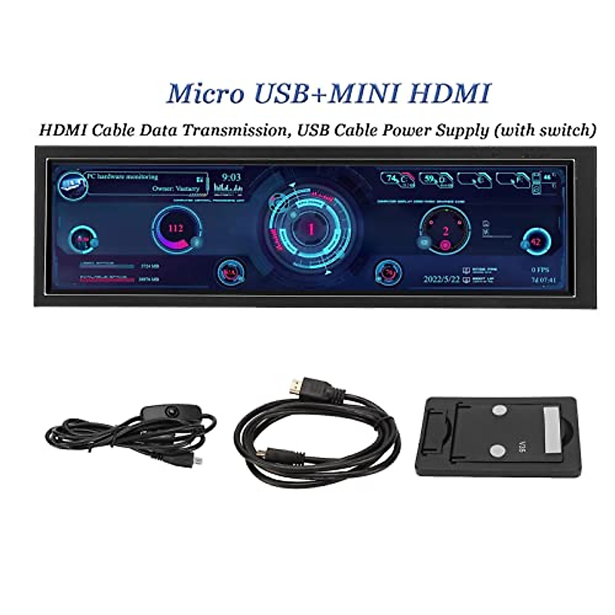 8.8 Inch AIDA64 CPU GPU SSD Data Temperature Monitor, IPS USB Mini Screen, PC Sensor Panel Display, PC Temperature Display for RPi Linux Windows, Host Temperature Monitor for Chassis Sub Screen