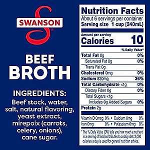Swanson 100% Natural Beef Broth, 48 oz Carton