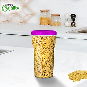 48 oz Clear Twist Top Storage Deli Containers with Leak Proof Lids Purple - BPA Free Snack Containers Airtight Reusable Plastic Food Storage Canisters with Twist Seal Caps, Food Storage, Meal Prep, Freezer, Kitchen Organizer, Stackable, Reusable (4)