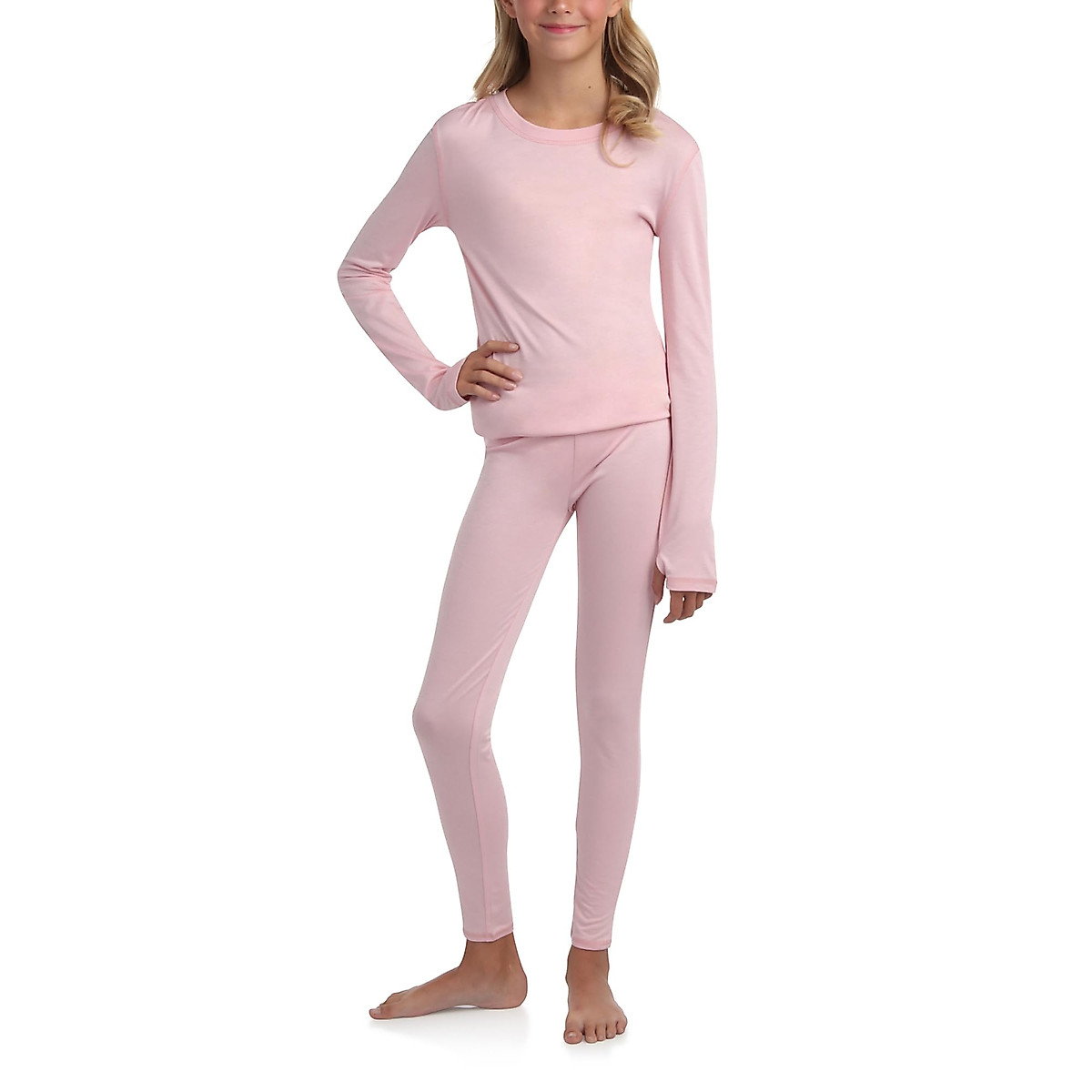 Eddie Bauer Thermal Underwear For Kids - 2 Piece Performance Base Layer Underwear Set For Boys and Girls (5-16), Size 7-8, Soft Pink