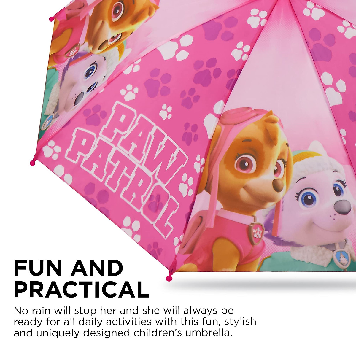 Nickelodeon Umbrella and Poncho Raincoat Set, Paw Patrol Girls Rain Wear for Toddler 2-3 Or Kids 4-7, Dark Pink, 4-5 Years