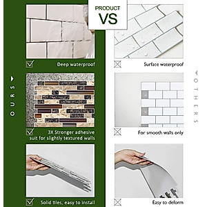 STICKGOO Thicker Design Peel and Stick Tile Backsplash, 12”×12”Stick on Backsplash for Kitchen, Self Adhesive Tile Stickers for Kitchen Backsplash and Bathroom(10 Sheets, Sand Brown)