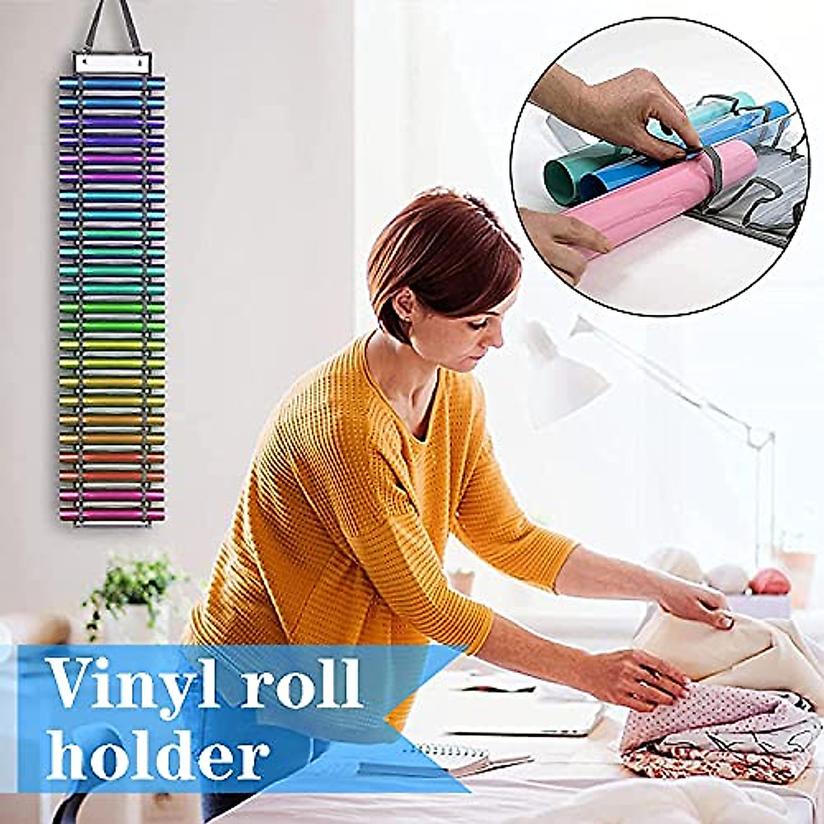 ArtsyCase, Vinyl Roll Holder Storage Rack with 24 Compartments,Diamond Painting Canvas Craft Storage Organizer Wall Mount Over The Door Organizer for Vinyl Sheets Wrapping Paper Design Drawings(2Pcs)