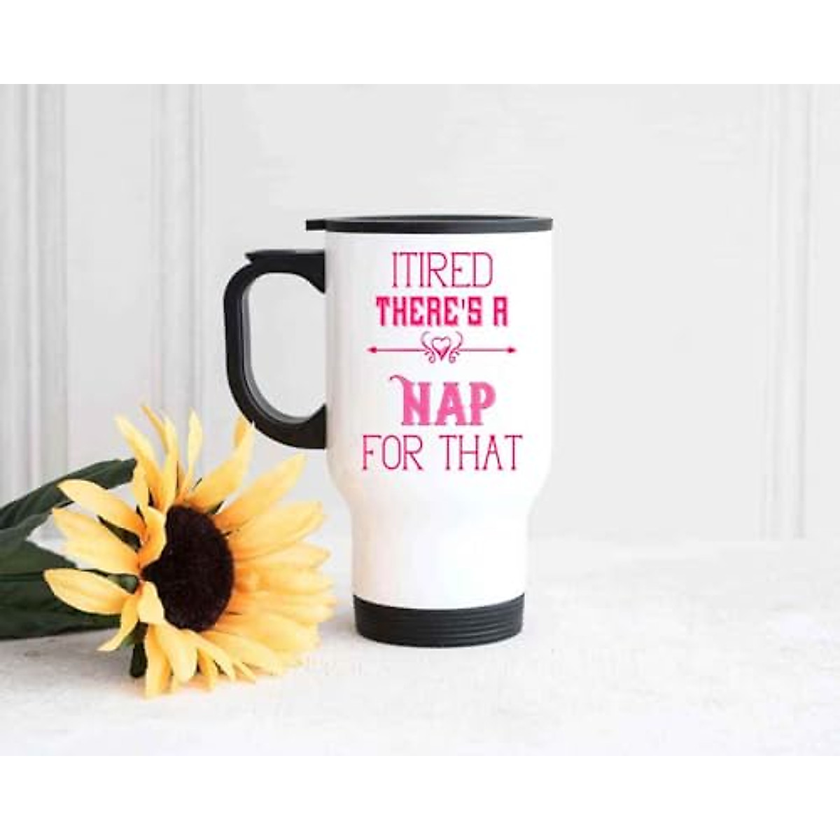 Rest & Relax Gift for Lazy Secretary, Coworkers' Surprise for the Boss - Sleeping 14 Oz White Stainless Steel Travel Mug